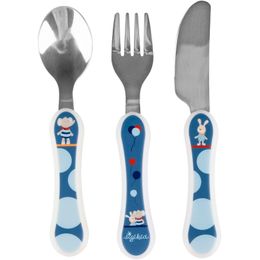 Sigikid Kinder Kinderbesteck "Elefant Lolo Lombardo Classic", blau, Edelstahl, Essbesteck-Sets