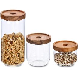 zeller PRESENT Vorratsglas, transparent, Lebensmittelaufbewahrungsbeh&auml;lter, mit Akaziendeckel