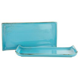 Creatable Servierplatte "Nature Collection", B/H/L: 16,5cm x 33cm, blau, Servierplatten, Servier Set, 33x16,5 cm
