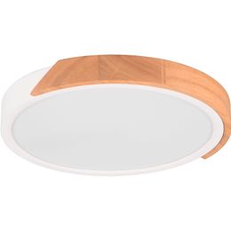 LED Deckenleuchte "Jano", 1, Ø 31,5cm H: 3,5cm, 1 Stk., weiß, REALITY LEUCHTEN, Wohnzimmer, Leuchten, Deckenlampe Holzschirm Ø 31cm, 20W/2400Lumen,