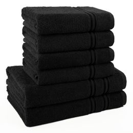 Handtuch Set HAMMETEX, schwarz, Frottier, Obermaterial: 100% Baumwolle, Handtuch-Sets, "6-teiliges Handtuch Set, 100% Baumwolle, Weich & Saugstark",