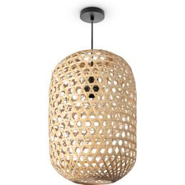 Paco Home Pendelleuchte "PUNU", Ø 30cm H: 43cm, braun, Esszimmer, Leuchten, Bambus Pendelleuchte Boho Deckenlampe Korb Hängend Rustikal E27 Natur