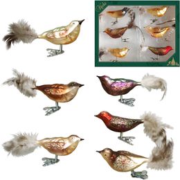 Weihnachtsbaumklammer "Waldvögel, Weihnachtsdeko, Christbaumschmuck", B:4,5cm H:8cm T:11cm, bunt, KREBS GLAS LAUSCHA, Weihnachtsbaumschmuck,