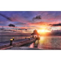 papermoon Fototapete "Maldives Sunset", B/L: 3m x 2,23m, Bahnen: 6 Stk., bunt, Tapeten