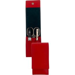 Pfeilring Maniküre-Etui, B/H/T: 80mm x 125mm x 20mm 3 Stk., rot, B:80mm H:125mm T:20mm, Nageletuis, Taschenetui Nappaleder