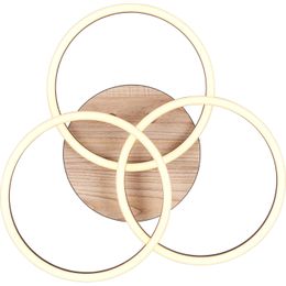 LED Deckenleuchte "Circle", 1, H: 9,5cm, 1 Stk., braun, REALITY LEUCHTEN, Wohnzimmer, Leuchten, Deckenlampe holzfarb. mit schwenkbaren Ringen / inkl.