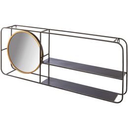 CREATIV DECO H&auml;ngeregal "Golden Touch, Weihnachtsdeko", B/H/T: 100cm x 40cm x 13cm, schwarz, Wohnzimmer, Regale, mit Spiegel und &Ouml;sen zum Aufh&auml;ngen