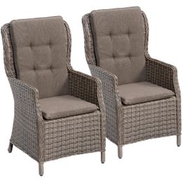 Gartenstuhl Merxx, B:59cm H:106cm T:70cm, beige, Rattan, Stühle, "Riviera", 2er Set, Polyrattan, Stahl