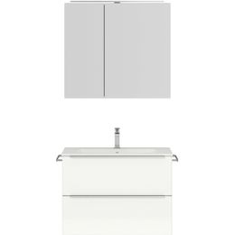 Badm&ouml;bel-Set Nobilia, B:81cm H:169cm T:48,7cm, wei&szlig;, Kastenm&ouml;bel-Sets, "Levere", inkl. Spiegelschrank mit Beleuchtung und Dimmerfunktion, in 4 Breiten