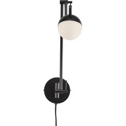 Nordlux Wandleuchte "CONTINA", 1, &Oslash; 10cm H: 37cm, schwarz, Wohnzimmer, Leuchten, Textil Kabel, mundgeblasenes Opal Glas