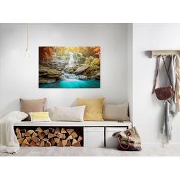 A.S. Cr&eacute;ation Leinwandbild A.S. CR&Eacute;ATION, B:90cm H:60cm, bunt, Holz, Stahl, Wohnzimmer, Bilder, "Waterfall", Wasserfall Bild Keilrahmen Leinwand-Bild Wohnzimmer