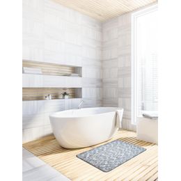 Badematte LINEA DUE, H:18mm, silber, Polyester, Badematten, "Touchme"