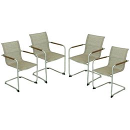Freischwinger Garden Pleasure, B:59cm T:56cm, beige, Edelstahl pulverbeschichtet / Kunststoffgewebe, sandbraun, St&uuml;hle, "NOVA", Edelstahl