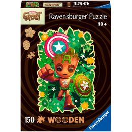 Ravensburger Kinder Konturenpuzzle "Wooden, Marvel Heroes, Groot", bunt, B:20cm H:27cm, Puzzles, aus Holz, Made in Europe
