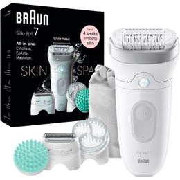 Braun Damen Epilierer "Silk-épil SkinSpa 7 7-081", silber, Epilierer, Rasier- & Trimmeraufsatz, Mini-Rasierer, Wet&Dry
