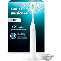 Elektrische Zahnbürste "Series 5300 HX7108/01", weiß, PHILIPS SONICARE, B:11cm H:23,2cm T:6cm, Elektrozahnbürsten, mit Andruckkontrolle, 2