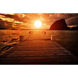 papermoon Fototapete "Jetty Sunset", B/L: 2,5m x 1,86m, Bahnen: 5 Stk., bunt, Tapeten