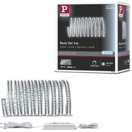 Paulmann LED-Streifen "MaxLED 1000 Basisset 3m Tageslichtweiß 35W 1100lm/m 6500K", Dioden 432 Stk. Flammen 1 Stk., Gesamtlänge 3m, silber, Küche,
