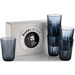 BUDDY'S Becher "Buddy ́s Bar", Ø 7cm x 9,5cm, 150ml, 6 Stk., grau, Trinkgefäße, 6er Set, Tritan Kunststoff, Kristallglas-Optik, wiederverwendbar