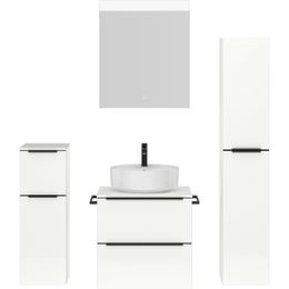 Badm&ouml;bel-Set Nobilia, B:140cm H:184,2cm T:48,5cm, wei&szlig;, Kastenm&ouml;bel-Sets, "Alvene", Hochglanz, inkl. Spiegel mit Touch-Sensor, in vier Breiten