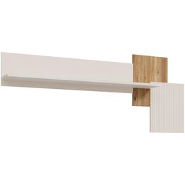 Wandboard FORTE, B:187,4cm H:77,6cm T:21,9cm, beige, Spanplatte, Regale, "Oak Squere", Beleuchtung, zweifarbig, einfache Montage