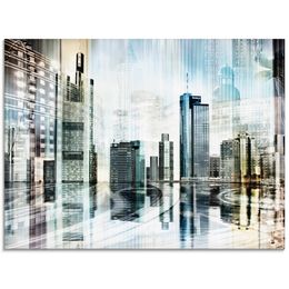 Glasbild Artland, B:60cm H:45cm, blau, Glas, K&uuml;che, Bilder, "Frankfurt Skyline Abstrakte Collage", in verschiedenen Gr&ouml;&szlig;en