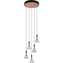 NOVA LUCE Pendelleuchte "PALUZ", 5, Ø 32cm H: 150cm, 1 Stk.schwarz, rose gold, Esszimmer, Leuchten