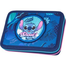 COOLPACK Kinder Federm&auml;ppchen "Etui XL, Disney, Stitch, mit 2 Rei&szlig;verschl&uuml;ssen", blau, Polyester, Schreibger&auml;teetuis, bef&uuml;llt