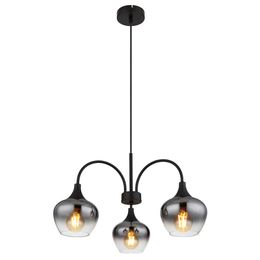 Globo LIGHTING Hängeleuchte "MAXY", 3, Ø 15cm H: 120cm, 1 Stk.schwarz, Esszimmer, Leuchten, Hängelampe/Pendelleuchte/Glas rauchfarben/Höhe