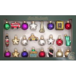 Christbaumschmuck "Mini-Figuren 24 Tage um die Welt", B:24cm H:5cm T:39cm, bunt, KREBS GLAS LAUSCHA, Weihnachtsbaumschmuck, Christbaumschmuck aus