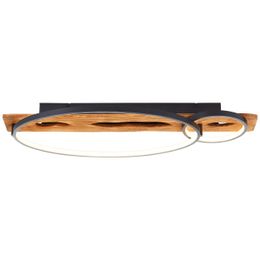 Brilliant LED Deckenleuchte "Pirus", H: 8cm, 1 Stk., schwarz, Wohnzimmer, Leuchten, 70 x 30 cm, 3300 lm, 3000 K, dimmbar, schwarz/holz