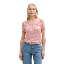 Tom Tailor Damen T-Shirt, rot, Gr. XXL, bedruckt, Obermaterial: 65% Polyester, 35% Viskose, Shirts, mit All-Over Print