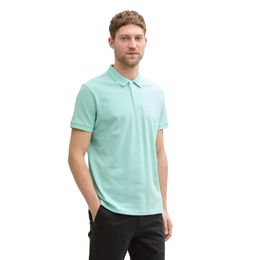 Tom Tailor Herren Poloshirt, grün, Gr. XL, Single Jersey, Obermaterial: 100% Baumwolle, Shirts, mit farblich hervorgehobener Knopfleiste