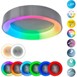 N&auml;ve N&Auml;VE LED Deckenleuchte "Multo", 1, &Oslash; 46,5cm H: 8cm, 1 Stk., silber, Wohnzimmer, Leuchten, Nachtlicht-, Memoryfunktion, CCT, Rainbowfarben,
