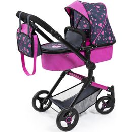 BAYER Kinder Kombi-Puppenwagen "Puppenwagen Vario", pink, Kunststoff, Metall, Stoff, B:42cm H:86cm T:79cm, Puppenwagen, inkl. Wickeltasche