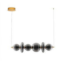 NOVA LUCE Pendelleuchte "NAVI", 6, Ø 25,5cm H: 200cm, 1 Stk.gold, rauch, Esszimmer, Leuchten
