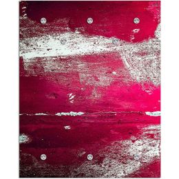 Garderobenleiste queence, B:100cm H:120cm T:3cm, rot, Acrylglas, Garderobenhalter, "Alaula", Wand Garderobe, wischtechnik, Beton Optik, clean,