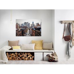 A.S. Création Leinwandbild A.S. CRÉATION, B:90cm H:60cm, grau, Holz, Stahl, Wohnzimmer, Bilder, "New York Views", Skyline Bild Keilrahmen Großstadt Leinwand-Bild