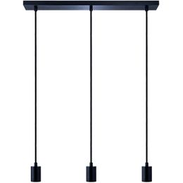 Paco Home Pendelleuchte "HUGO SQ S", 3, &Oslash; 4,4cm H: 6,5cm, schwarz, Esszimmer, Leuchten, Stabile Lampenaufh&auml;ngung E27 1,5m Textilkabel 3 Flammig 60cm