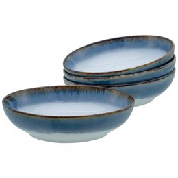 Creatable Schale "Cascade, Poke Bowl 22,5 cm 4-tlg", Ø 22,5cm, blau, Schüsseln, Rekativglasur, Healthy Food