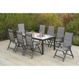 Garten-Essgruppe Merxx, grau, Aluminium, Polyester, Sitzmöbel-Sets, "Trivero"