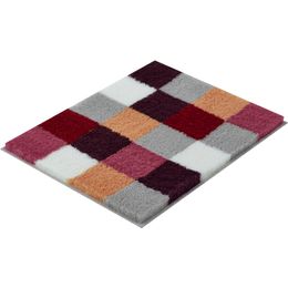 Badematte Kleine Wolke, H:25mm, orange, Kunstfaser, Badematten, "Caro", Badteppich, modernes Karo-Muster, Pastell-Farben, waschbar