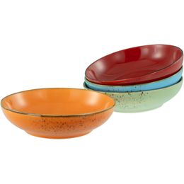 Creatable Schale "Nature Collection, Poke Bowl, Ø 22,5 cm, 4-tlg", Ø 22,5cm, orange, Schüsseln, Handwerklicher Look, Vintage, Höhe 6 cm