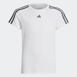 Mädchen T-Shirt "TRAIN ESSENTIALS AEROREADY 3-STREIFEN SLIM-FIT TRAINING", schwarz-weiß, Gr. 170, adidas Sportswear, clean, Jersey, Obermaterial: 88%