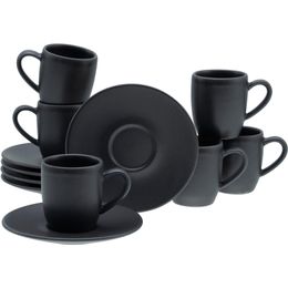 Creatable Espressotasse "Soft Touch Black", 96ml, 12 Stk., schwarz, Trinkgefäße, 12-teilig, inkl. Untertasse