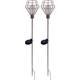 Gartenleuchte Luxform, braun, Leuchten, "Solar-Erdspie&szlig;-Gartenlampe - Pentagon - 2 St&uuml;ck", Dekoratives Gartenornament
