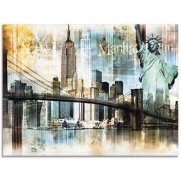 Glasbild Artland, B:60cm H:45cm, beige, Glas, Küche, Bilder, "New York Skyline Abstrakte Collage II", in verschiedenen Größen