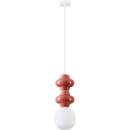 NOVA LUCE Pendelleuchte "CLIO", 1, &Oslash; 18cm H: 215cm, 1 Stk.rot, wei&szlig;, Esszimmer, Leuchten