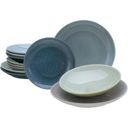 Creatable Teller-Set "Geschirr-Set Reactive", 12 Stk., bunt, Geschirr-Sets, Service, jedes St&uuml;ck ein Unikat, 12 Teile, f&uuml;r 4 Personen