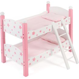 Bayer Chic 2000 CHIC2000 Kinder Puppenbett "Stars Pink", pink, Holzwerkstoff, MDF, B:28cm H:44cm T:28cm, Puppenm&ouml;bel, auch als zwei Einzelbetten verwendbar